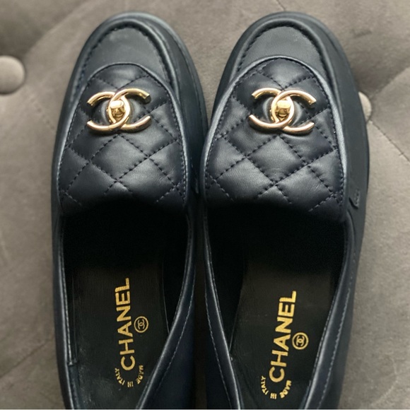 CHANEL | Shoes | Chanel Lambskin Quilted Cc Turnlock Tab Loafer Dark ...
